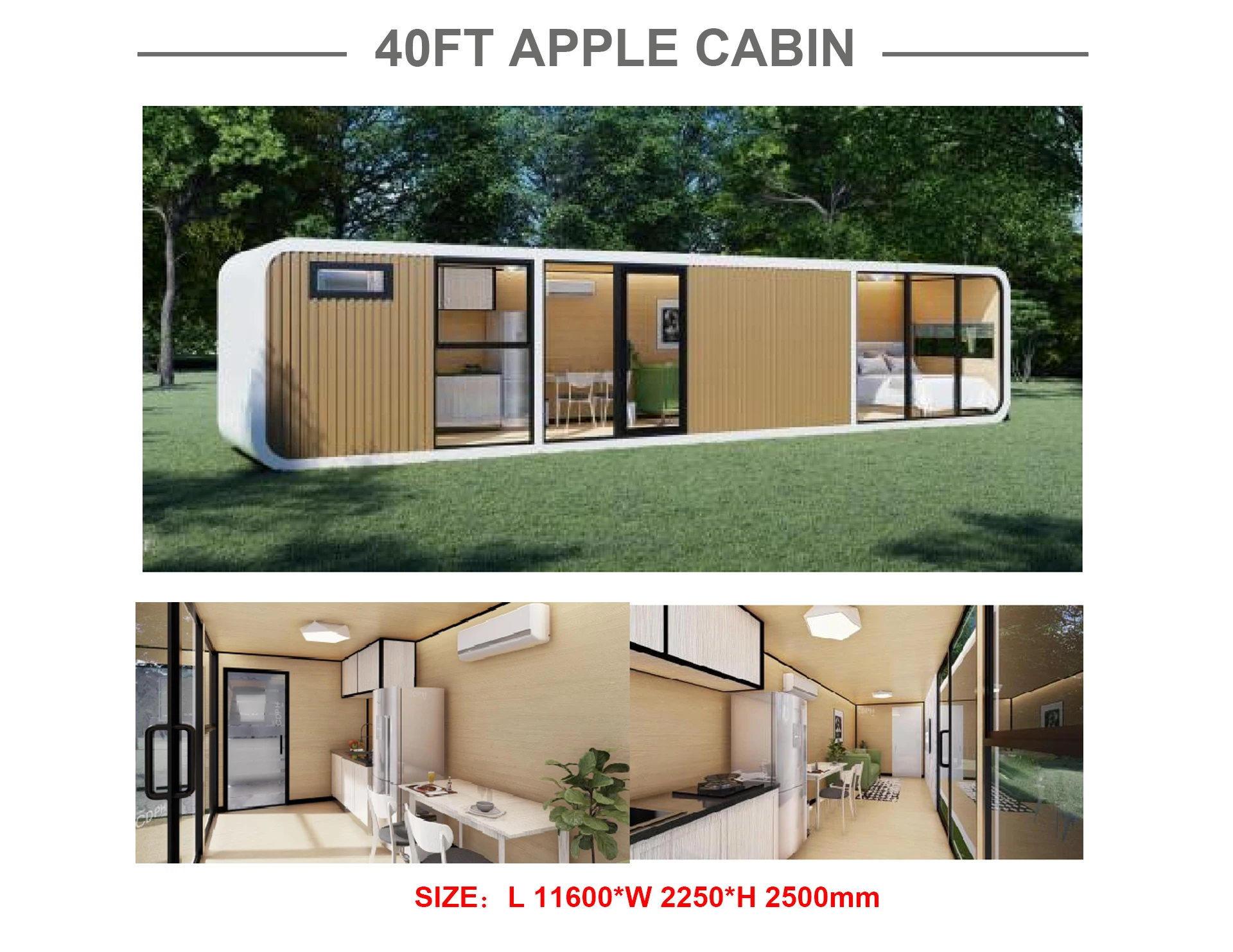 Apple Cabin 20ft - Modern Capsule Mini House for Home Office