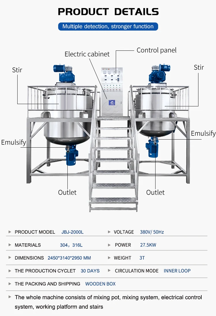 2000L Agitator Homogenizer Mixer for Chemical Liquids - Industrial ...