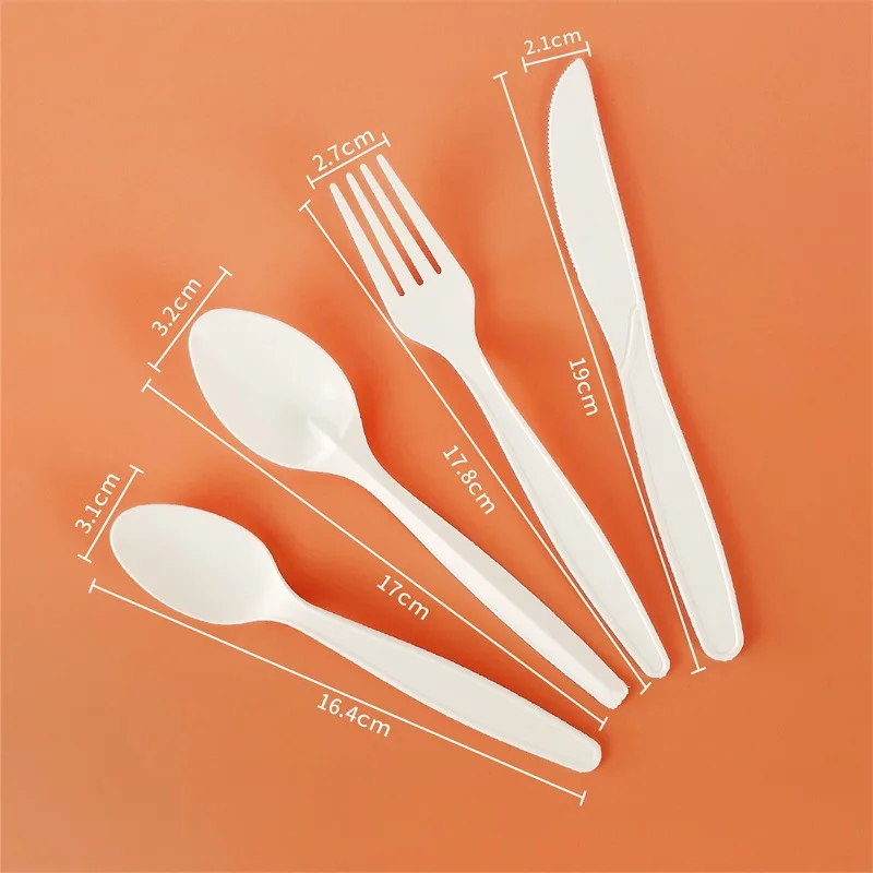 NEWELL Biodegradable Food Grade Compostable Disposable CPLA Fork Spoon Knife Flatware Sets Corn ...