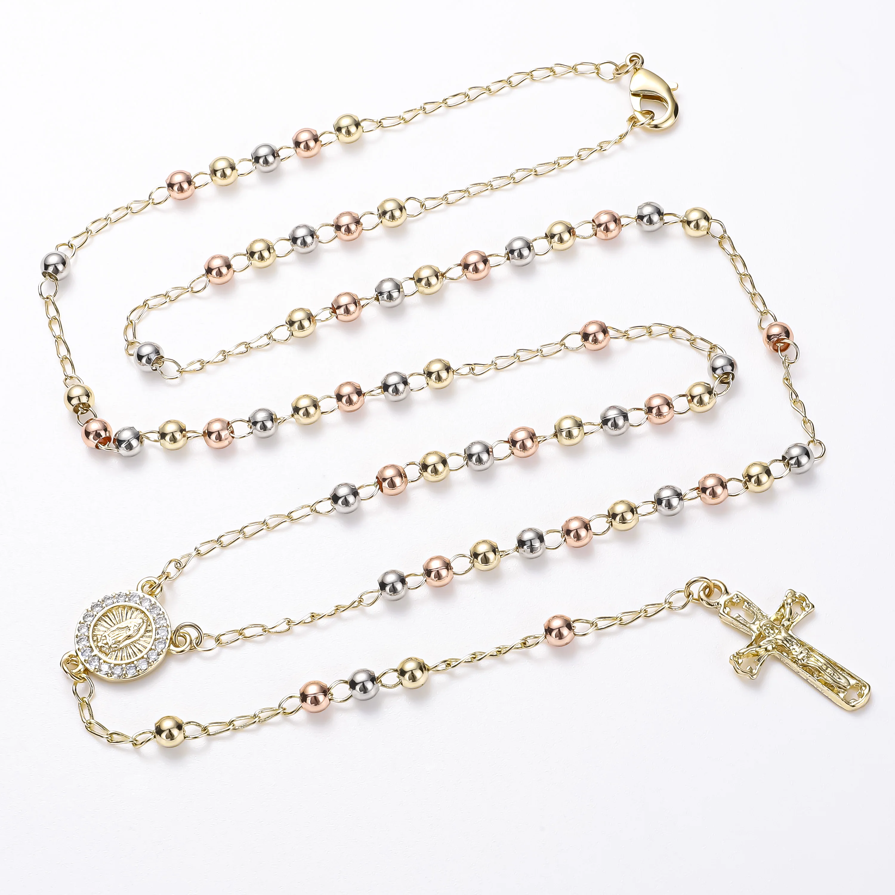 CM Jewelry 14k Gold Plated Virgin Mary Rosaries - Catholic