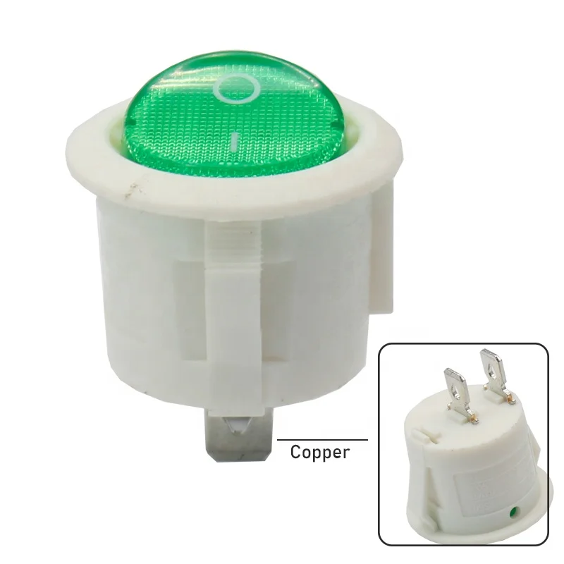 Kcd1-105 3 Pins Green White Round Rocker Switch - Buy Rocker Switch,On ...