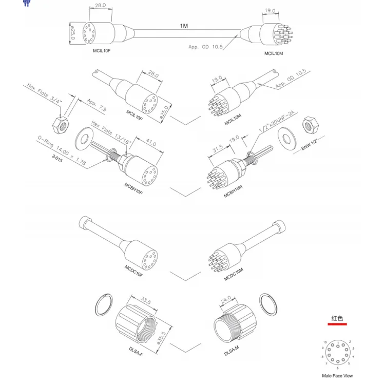 MCIL10F 10pin ROV Marine Subconn Connectors for Subsea