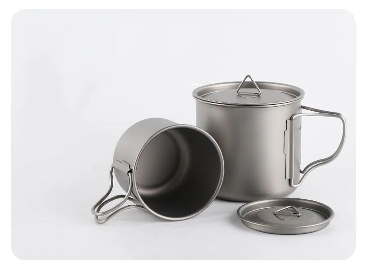 Bushcraft 750ml Folding Handle Titanium Cup Outdoor Camping Coffee Mug ...