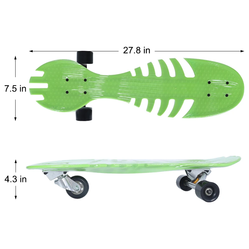 Fish Plastic 3 Wheel Snake Skate Wave Board 28 Inch Skateboard for Teens