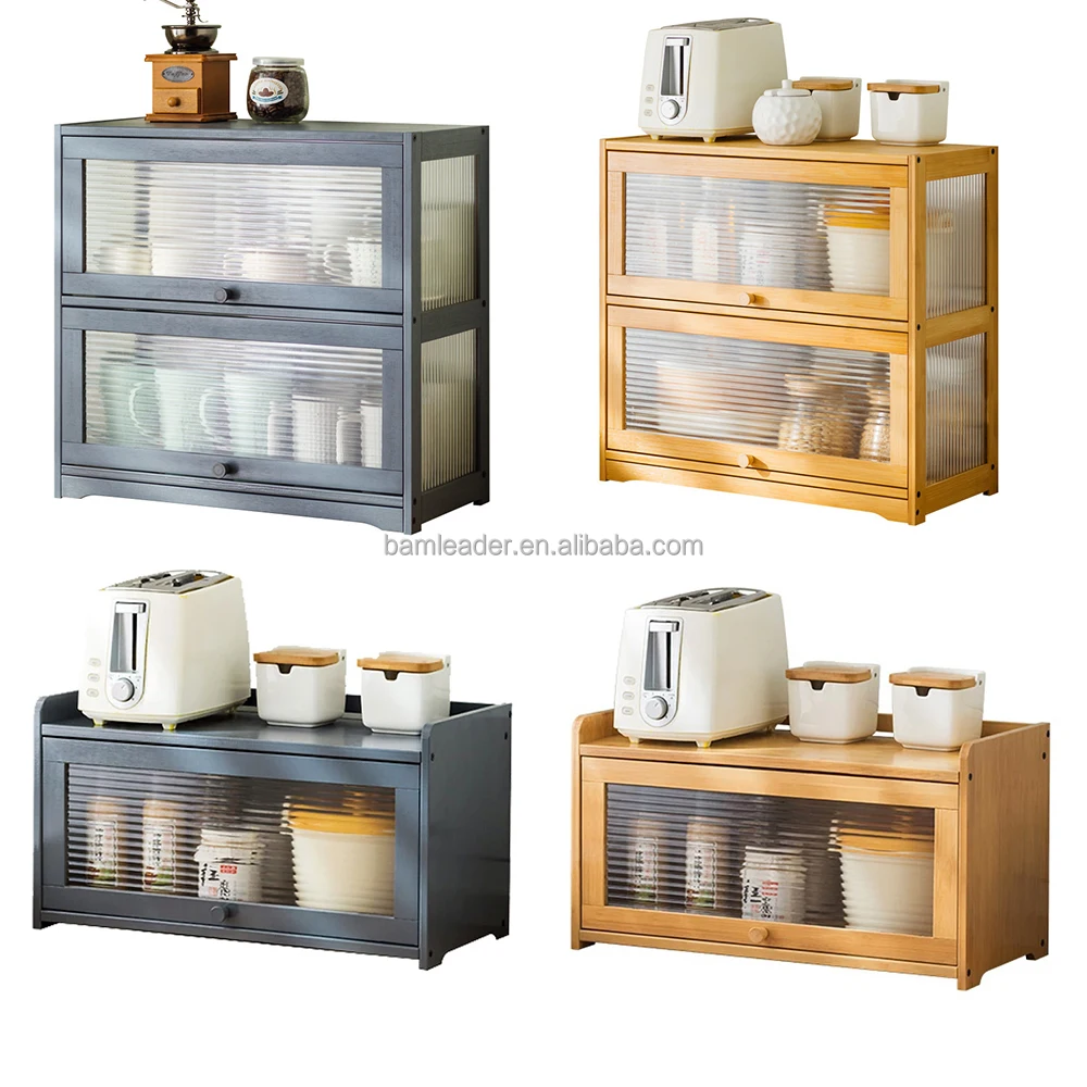 Kitchen Storage Rack Cabinet Cupboards Storage Box With Acrylic Cabinet ...