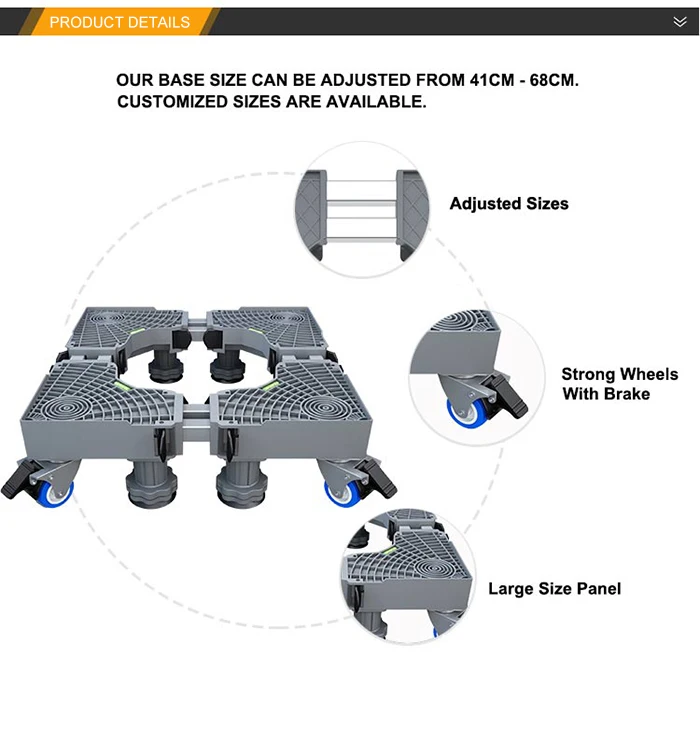 Heavy Duty Adjustable Movable Fridge Stand With Wheels For Universal ...