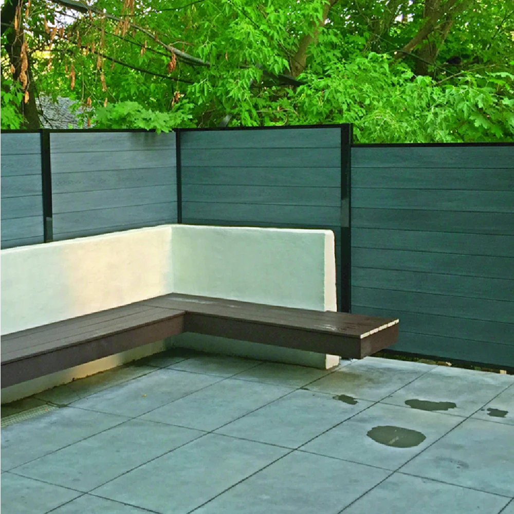 Outdoor Private House WPC Wall Fence Sets Panel Board Trellis with Door