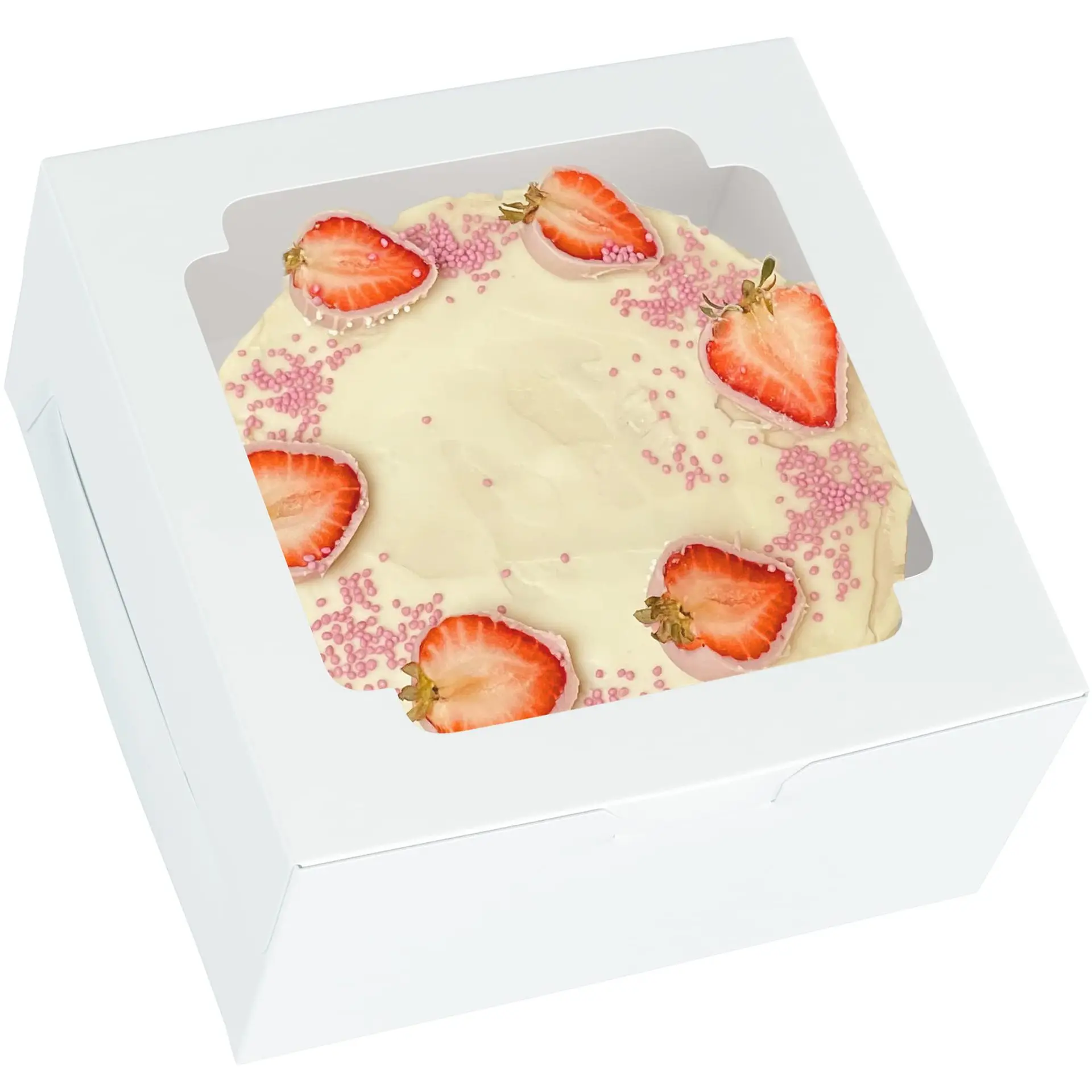 White Paper Bakery Box - Customizable 10x10x5 Cake Packaging