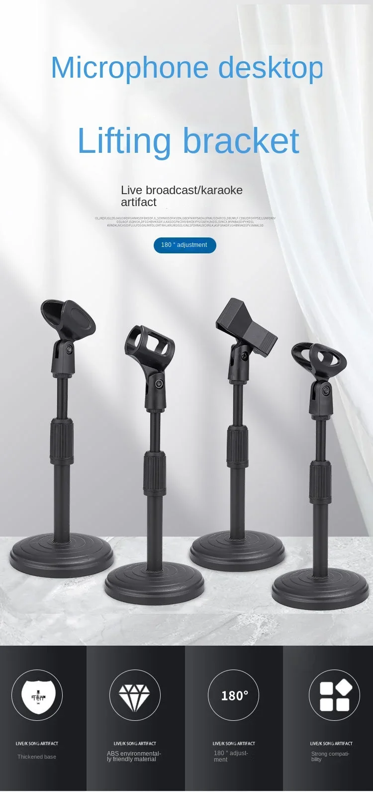 Desktop Microphone Stand Upgraded Adjustable Table Mic Stand With Base ...