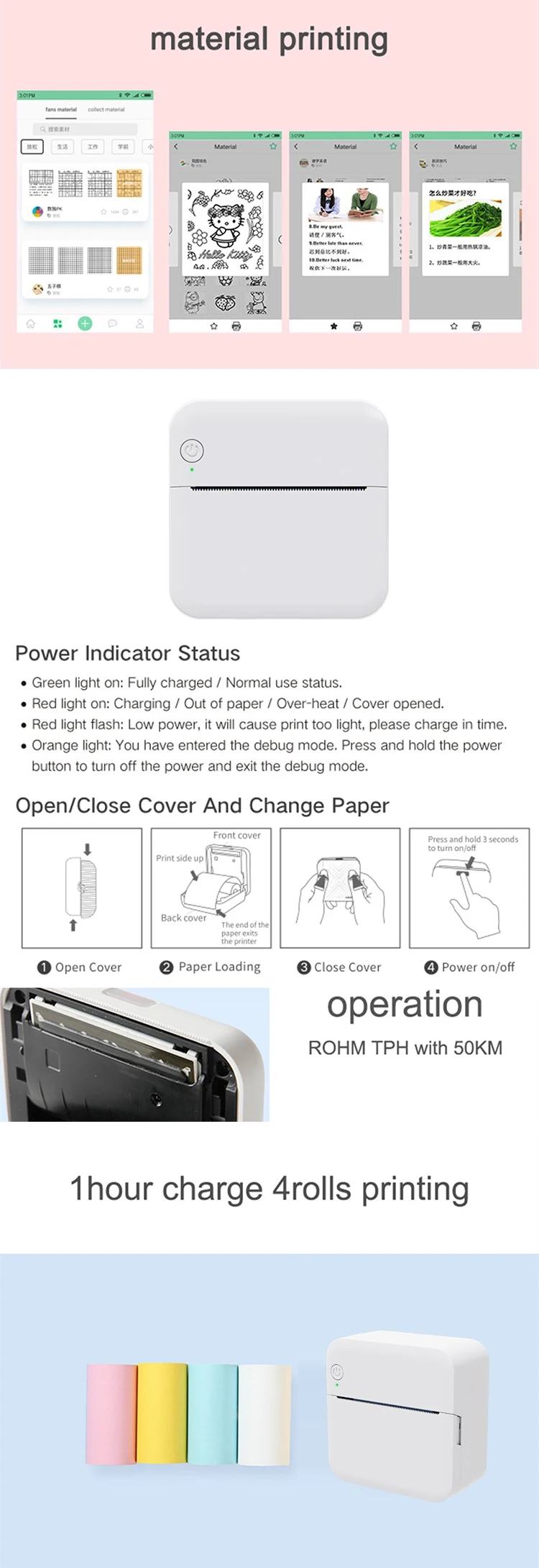2 Inch Handheld Printer Thermal Printer,Convenient And Fast To Use ...