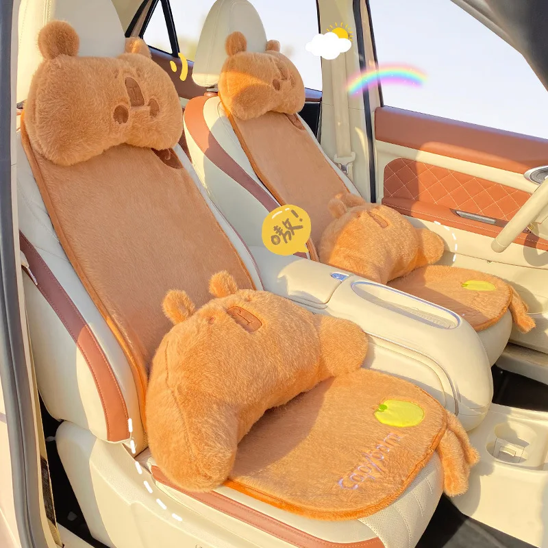 Capybara Car Plush Warm Cartoon Seat Plush Cartoon Cute Animal Car ...