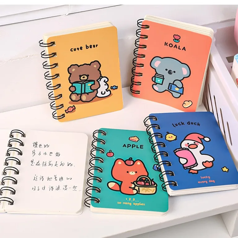 A7 Cute Cartoon Mini Notebook Kawaii Animals Pocket Spiral Notebooks ...
