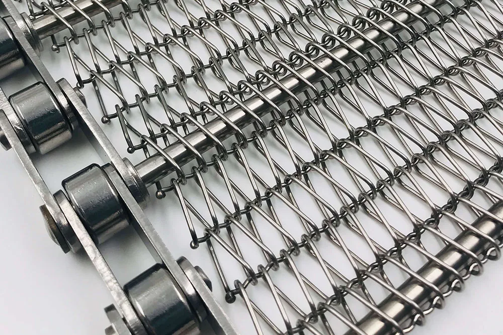 SS304 Chain Link Spiral Wire Mesh Conveyor Belt / 1m 1.2m 1.5m Wide ...