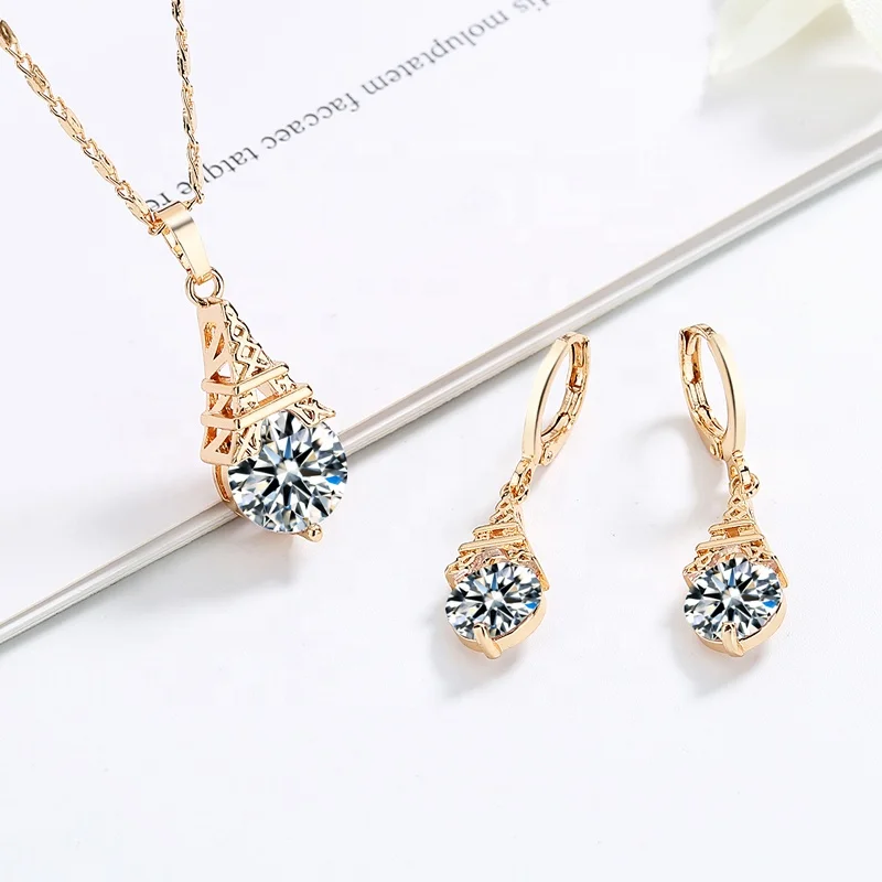 18k Gold Plated Pendant Zirconia Jewelry Set Italian Gold Plated ...