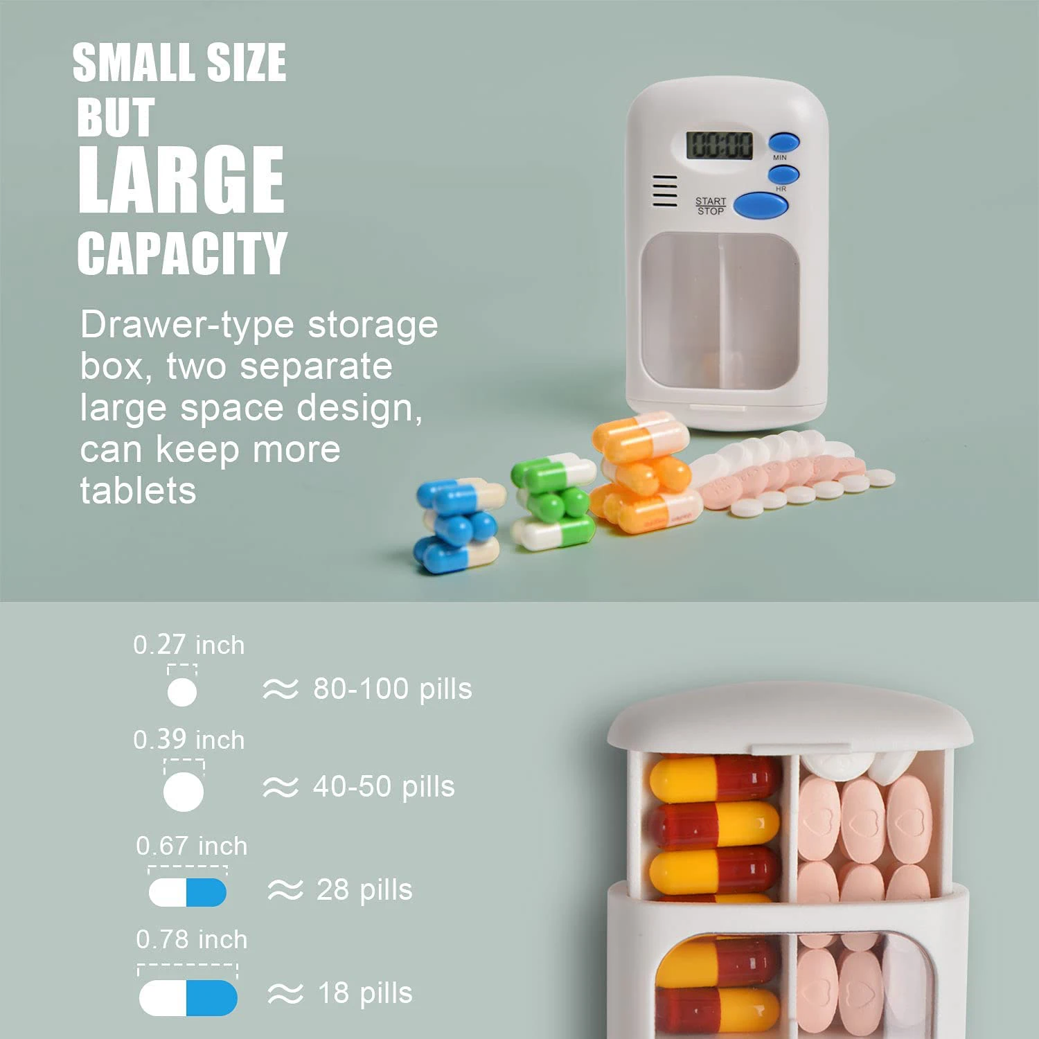 New Design Pill Organizer With Reminder Large Capacity Pill Case Pill ...