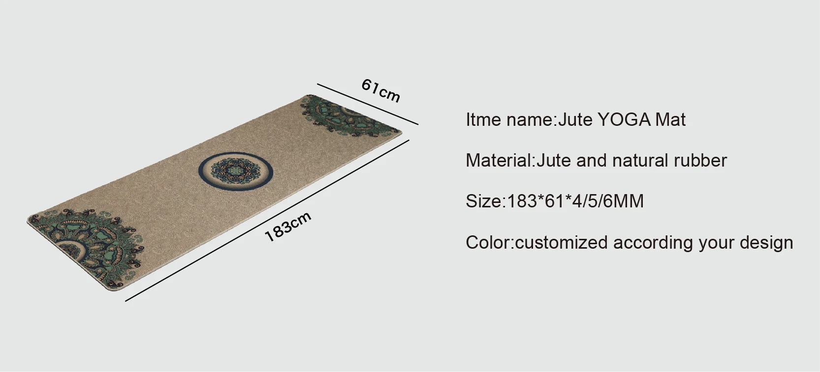 Wholesale Manufacturing Large Organic Natural Rubber Jute Yoga Mat With ...