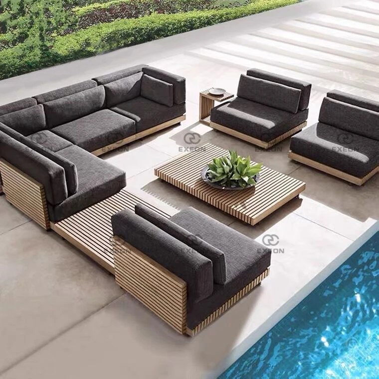 Outdoor Waterproof Teak Modular Sofa - Perfect for Gardens