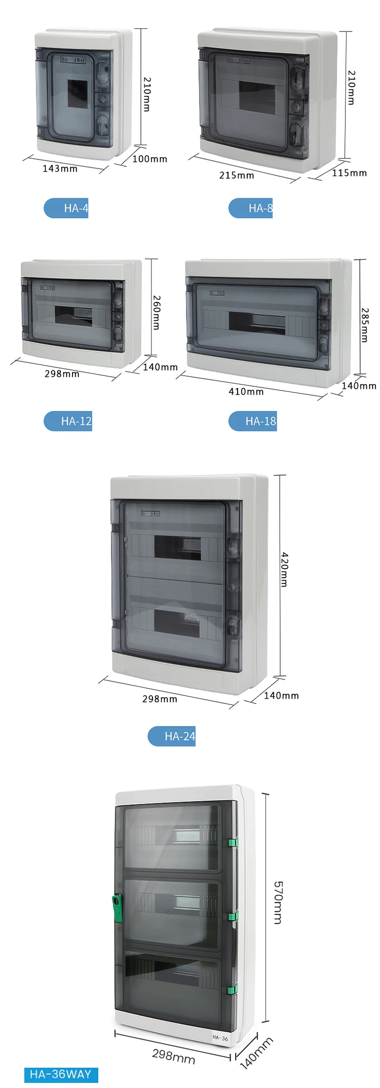 HA-4Way 8ways 12 Ways IP65 Waterproof and Dustproof Distribution Box ...