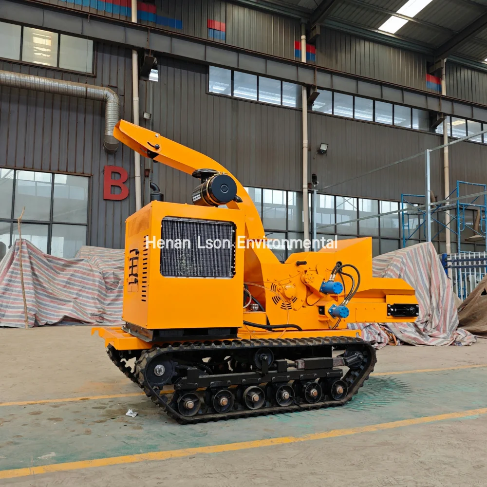 LSON Drum 40kW Log Chipper Hydraulic Crawler Branch Crusher 55HP ...