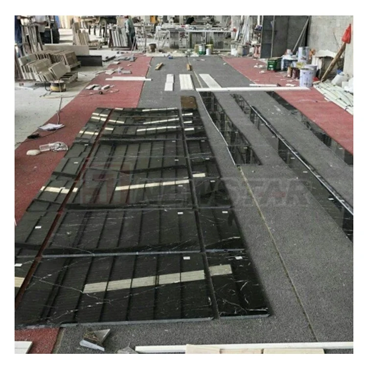 30x30 Polished Black Marble Tiles Shiny Marble Floor Tile Saint Laurent ...