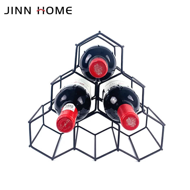 Jinn Home Triangle Shape 6 Bottle Iron Wire Standing Wine Storage Rack ...