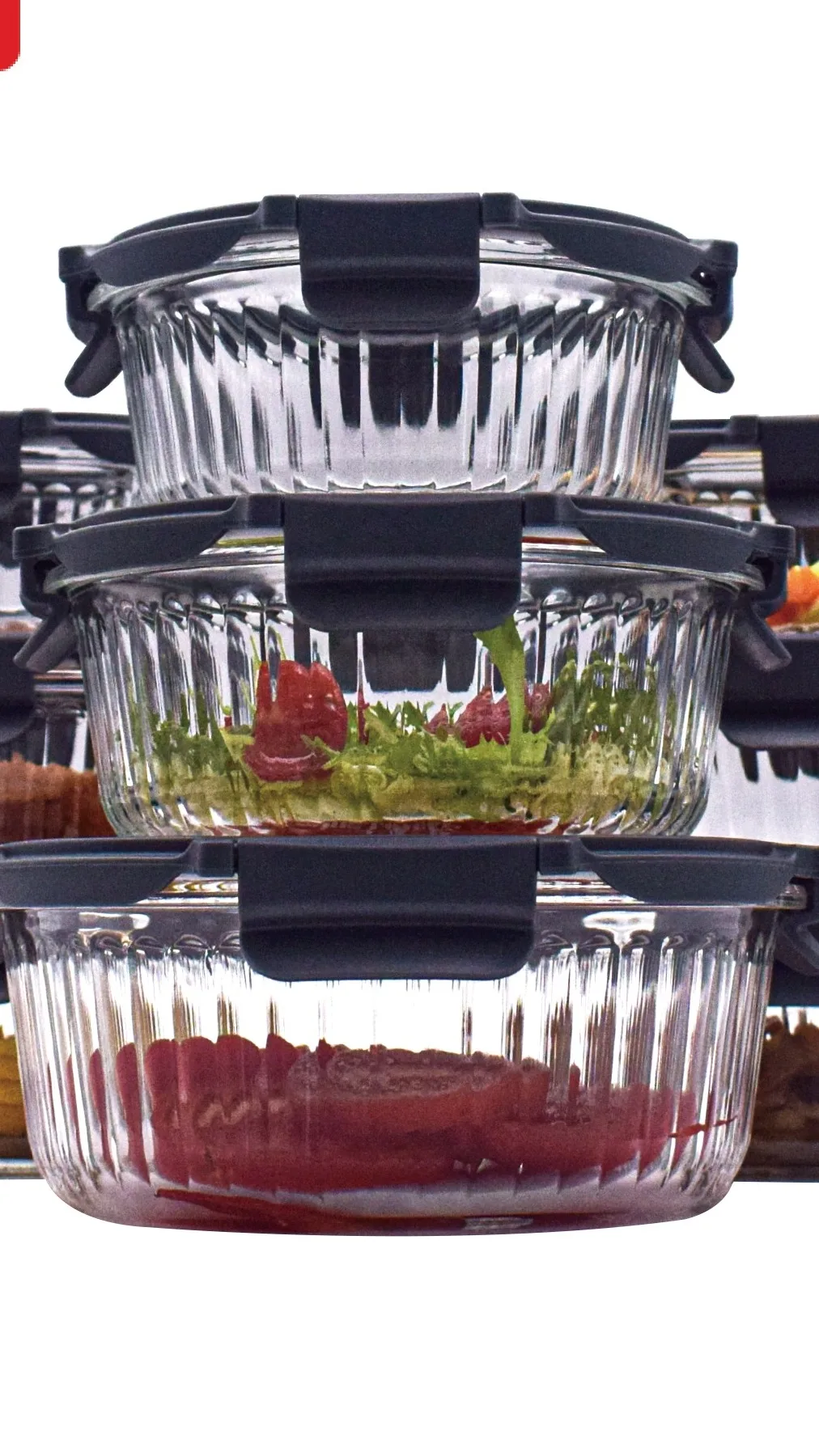 Kitchen &tabletop Vertical Glass Storage Container With Glass Lids ...