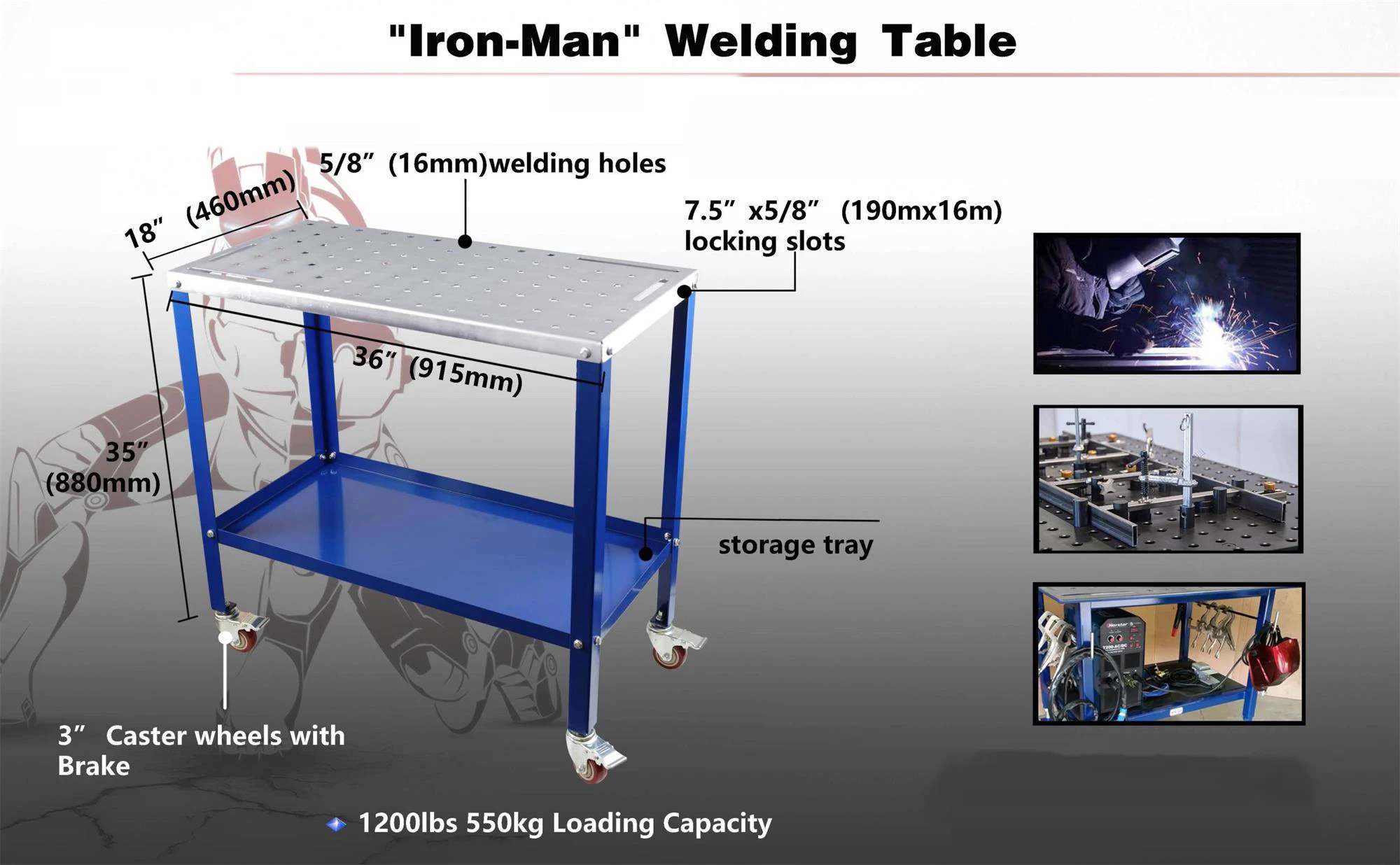 Kf3002 Portable Welding Table Iron-man Welding Table With 16mm Holes On ...
