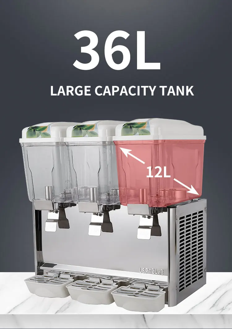 Beverage Juice Dispenser Cooler Machine - 3 Tanks for Buffet