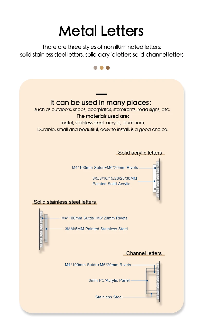 Customized Solid Gold Metal Letters - Laser Cut Signs