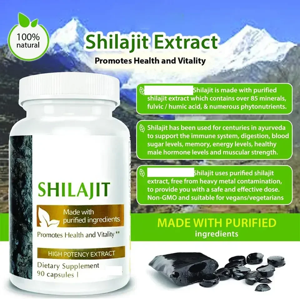 2024oem Shilajit Tablet Rich In Humic Acid And 85 Minerals Enhance Male ...
