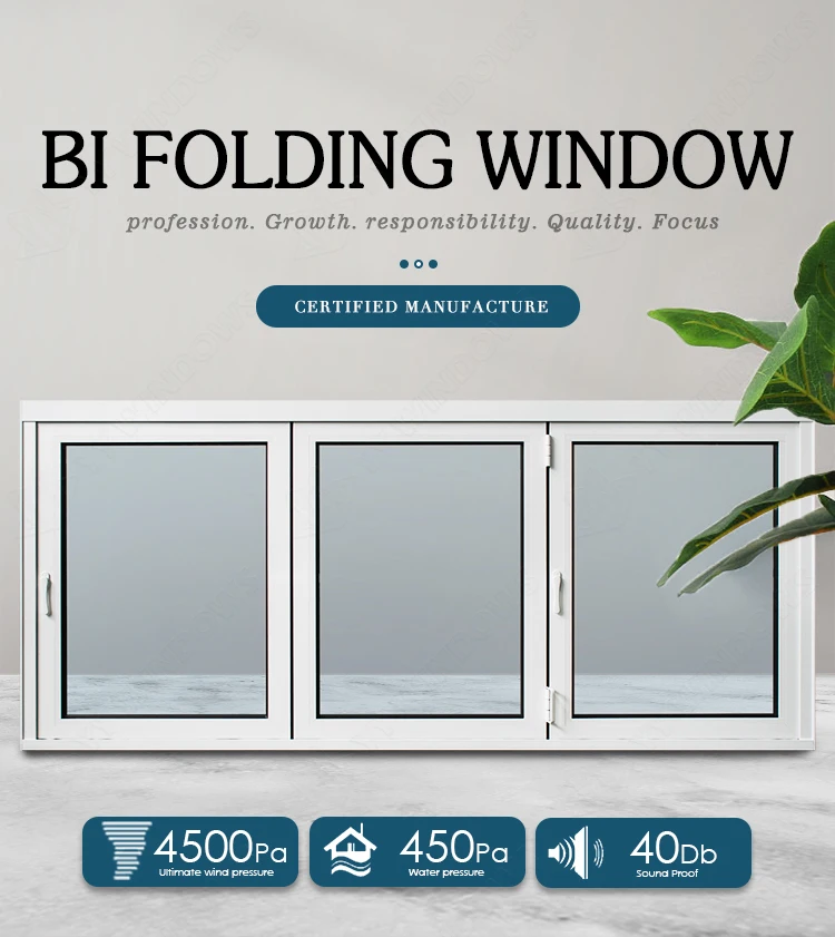 French Aluminum Bi-fold Window Double Glazing Tempered Glass With ...