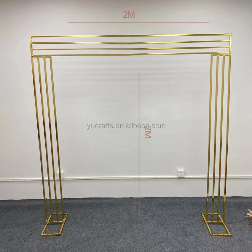 High Quality 2m Gold Metal Square Arch Stand Backdrop Design For ...