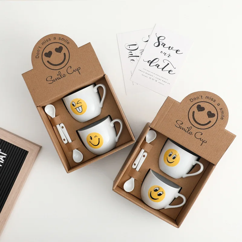 Custom Pretty Ceramic Kids Cup Set And Gift Box Cartoon Design Child ...