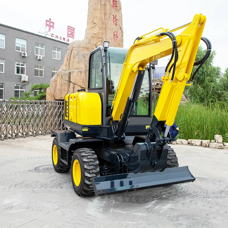 Sale Hydraulic 8 Ton Wheel Excavator with 360 Rotary Wood Grabber