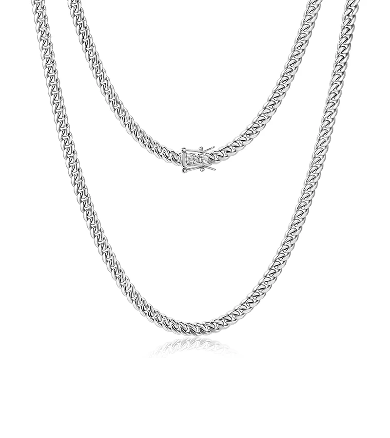 6mm Miami Cuban Link Chain 14K Real Gold Plated 316L Stainless Steel ...