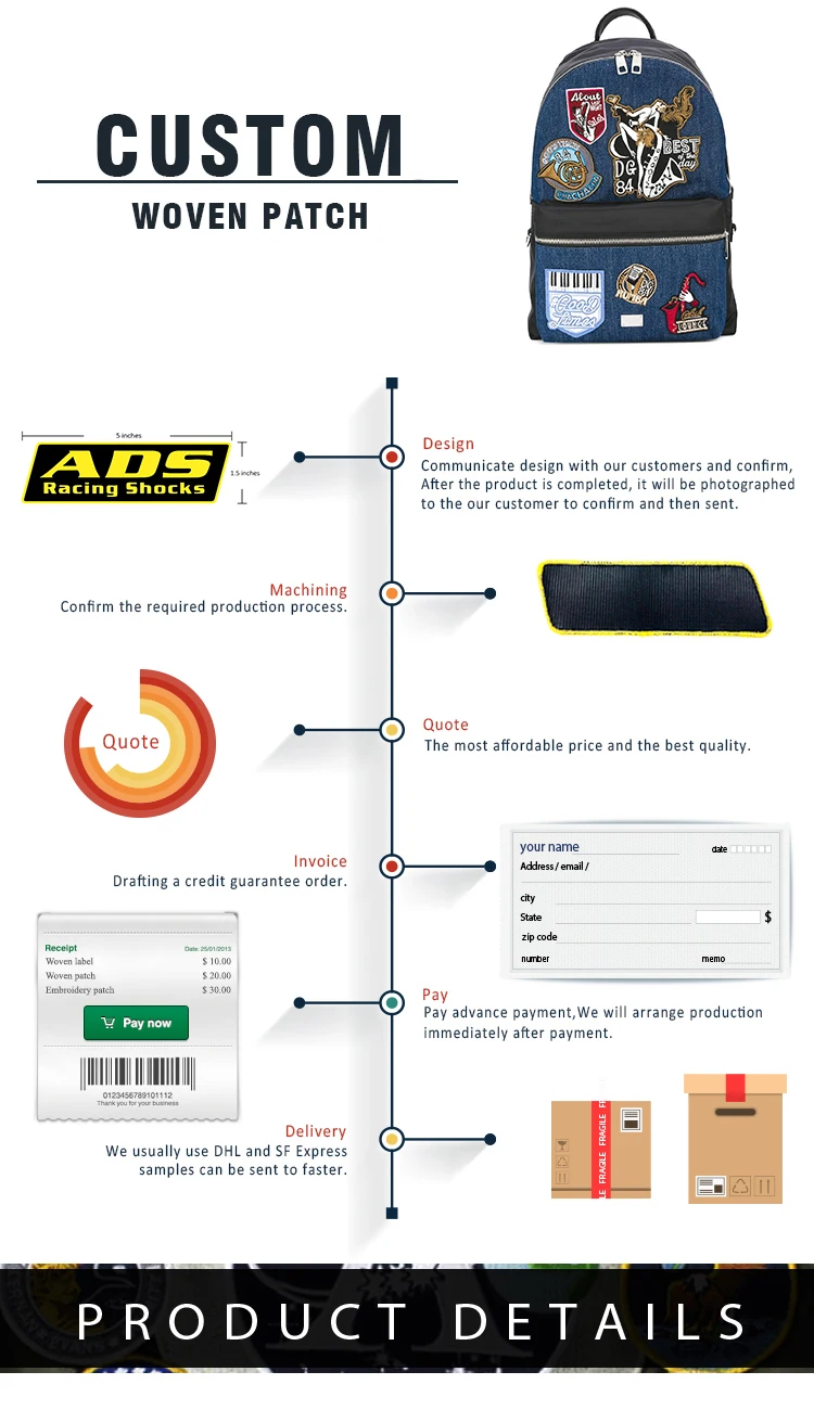 Custom Clothing Logo Patches Merrow Border Woven Badges Fashion Woven ...