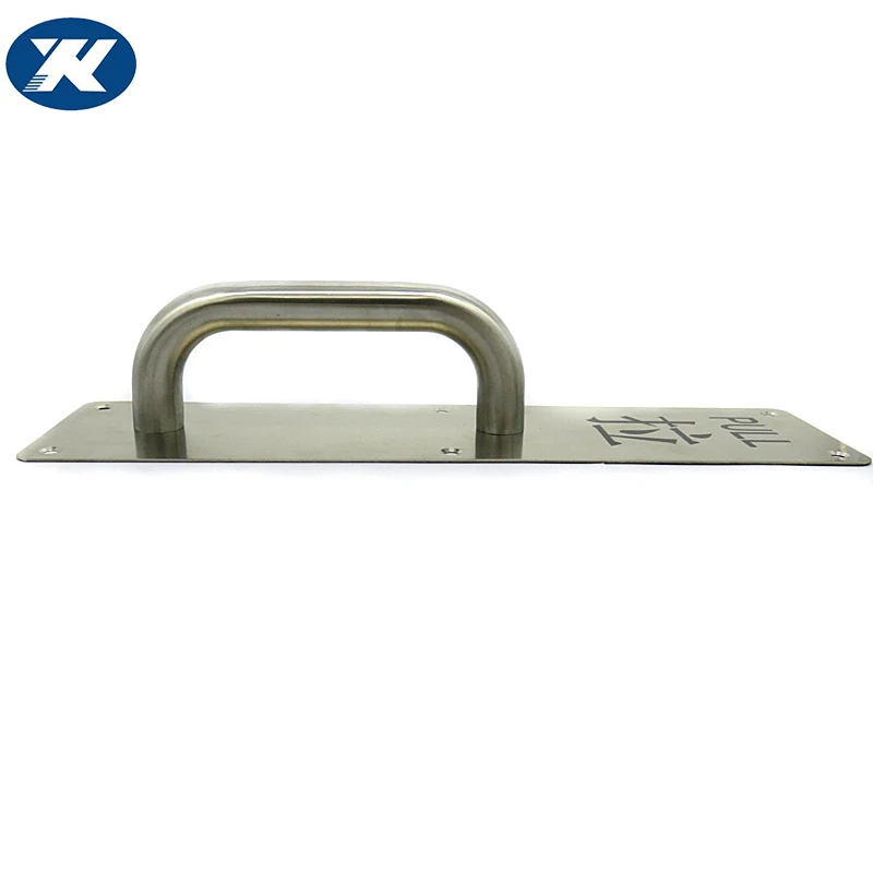 Modern Stainless steel push and pull plate door lever handle on plate ...