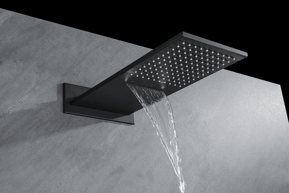 Luxury Rain Shower Set - Gold Black Bath Faucets with Jets