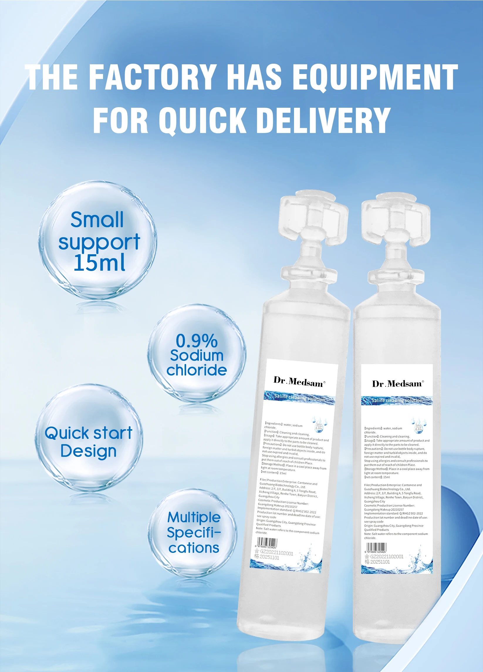 Sodium Chloride Sterile Eyewash Irrigate Wound Normal Saline Solution 0 ...