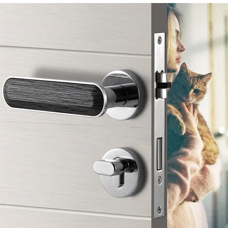 Modern Commercial Office Building Wooden Door Handles Black Zinc Alloy ...