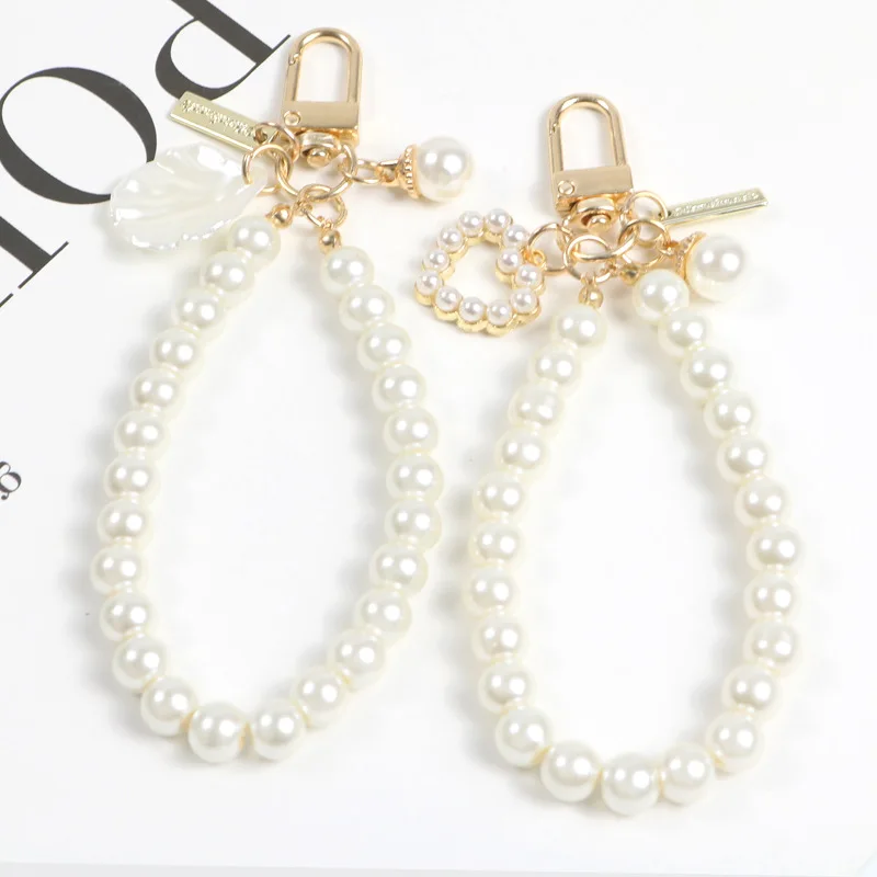 Pearls Beaded Alloy Keychains For Women New Minimalist Car Bag ...