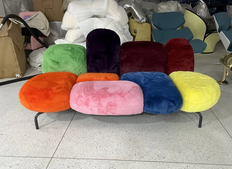 Single Seater Italian Designer Fluffy Mesh Red Powder Puff Sofa the ...