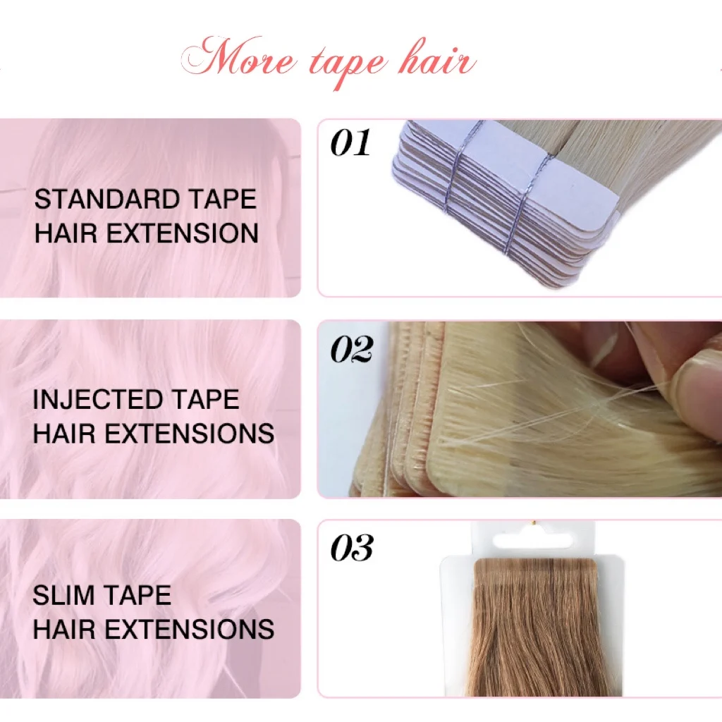 Top Grade Virgin Remy Hair Extensions - Slim Sticker Tape