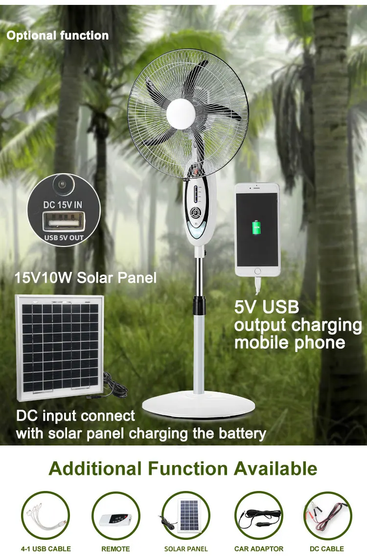 CHANGRONG Rechargeable Solar Powered Stand Fan with Remote