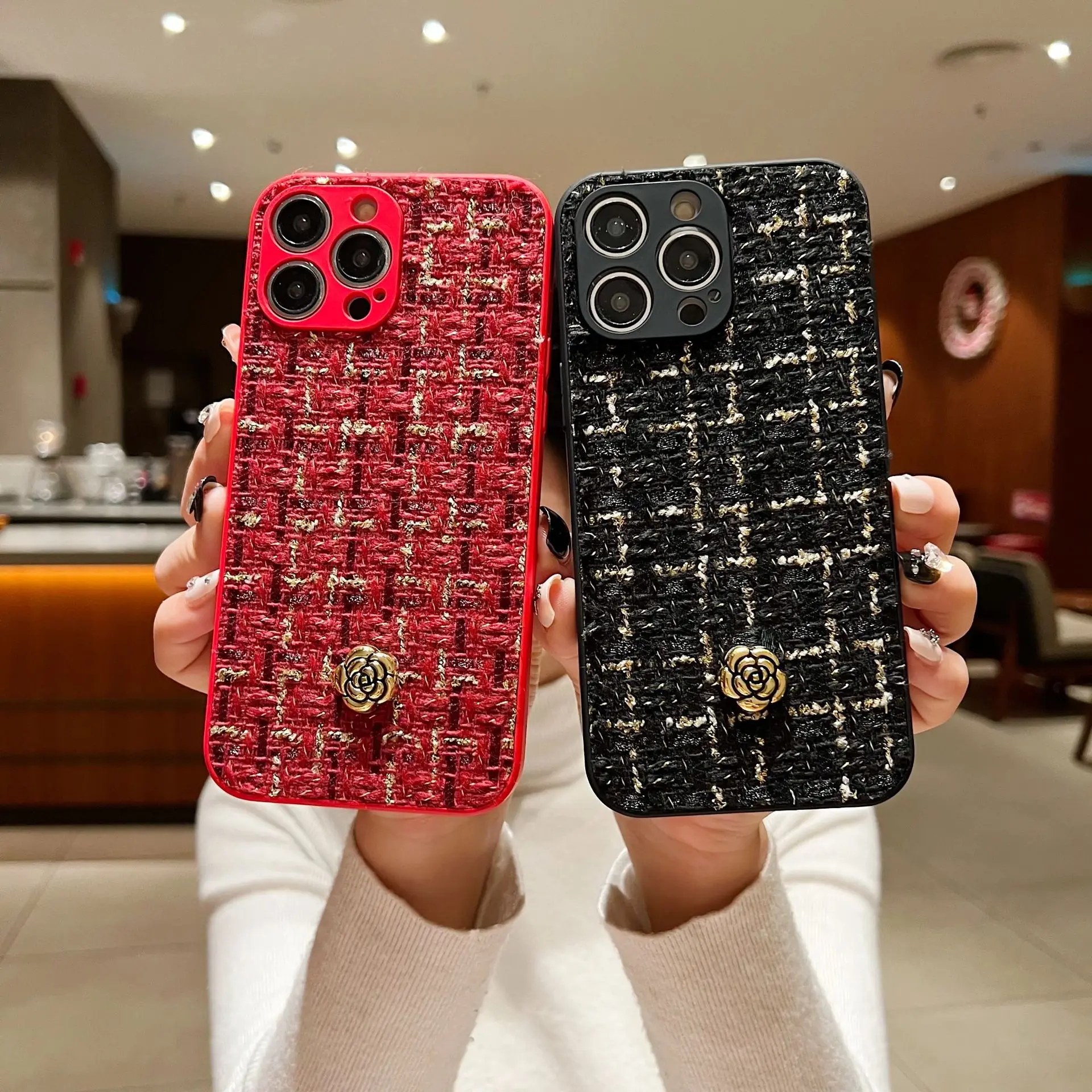 Shockproof DIY Phone Case - Plush Flower Glitter Design