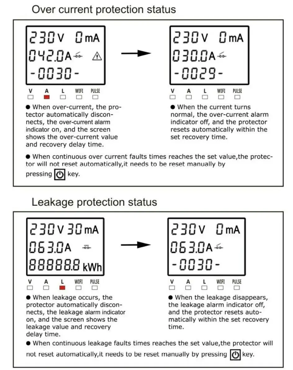 220 AC Wifi Single Phase Adjustable Electronic Current Protector with ...