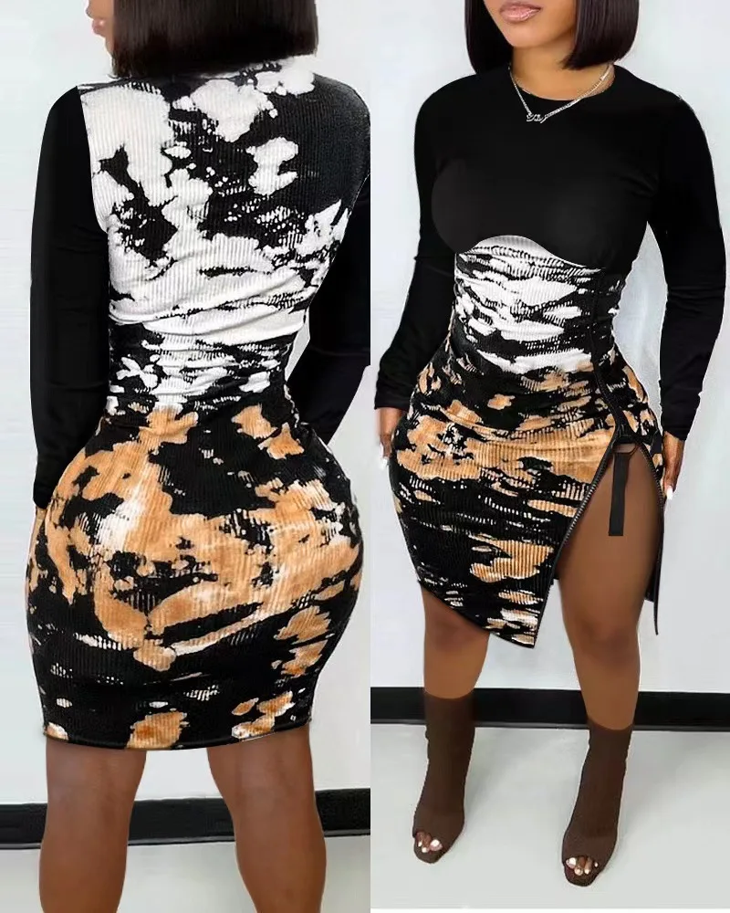 D230017 Latest Plus Size Dress Fitness Long Sleeve Casual Women Bodycon ...