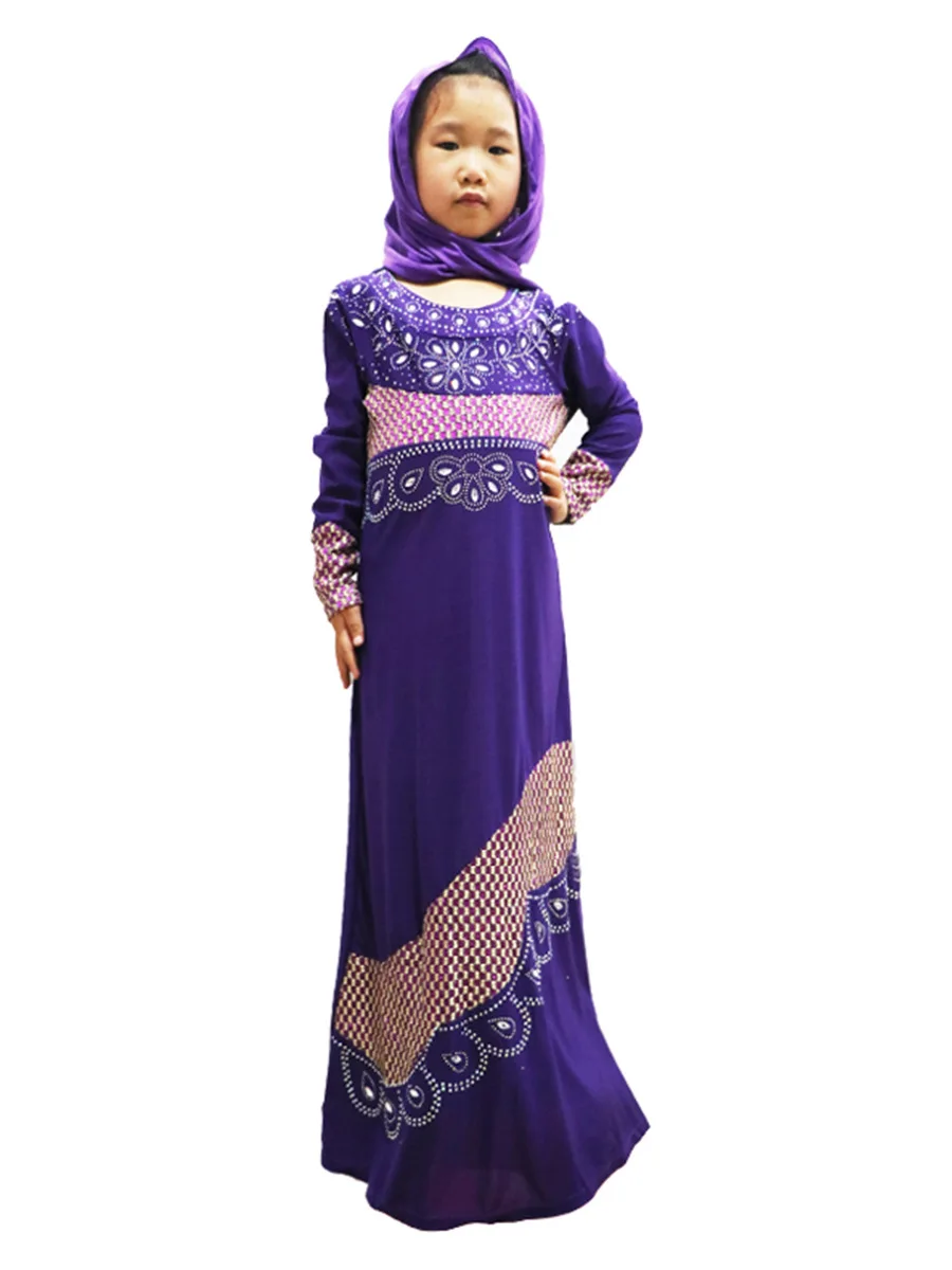 Ramadan Eid Mubarak Girls Kids Abaya Turkey Muslim Dress