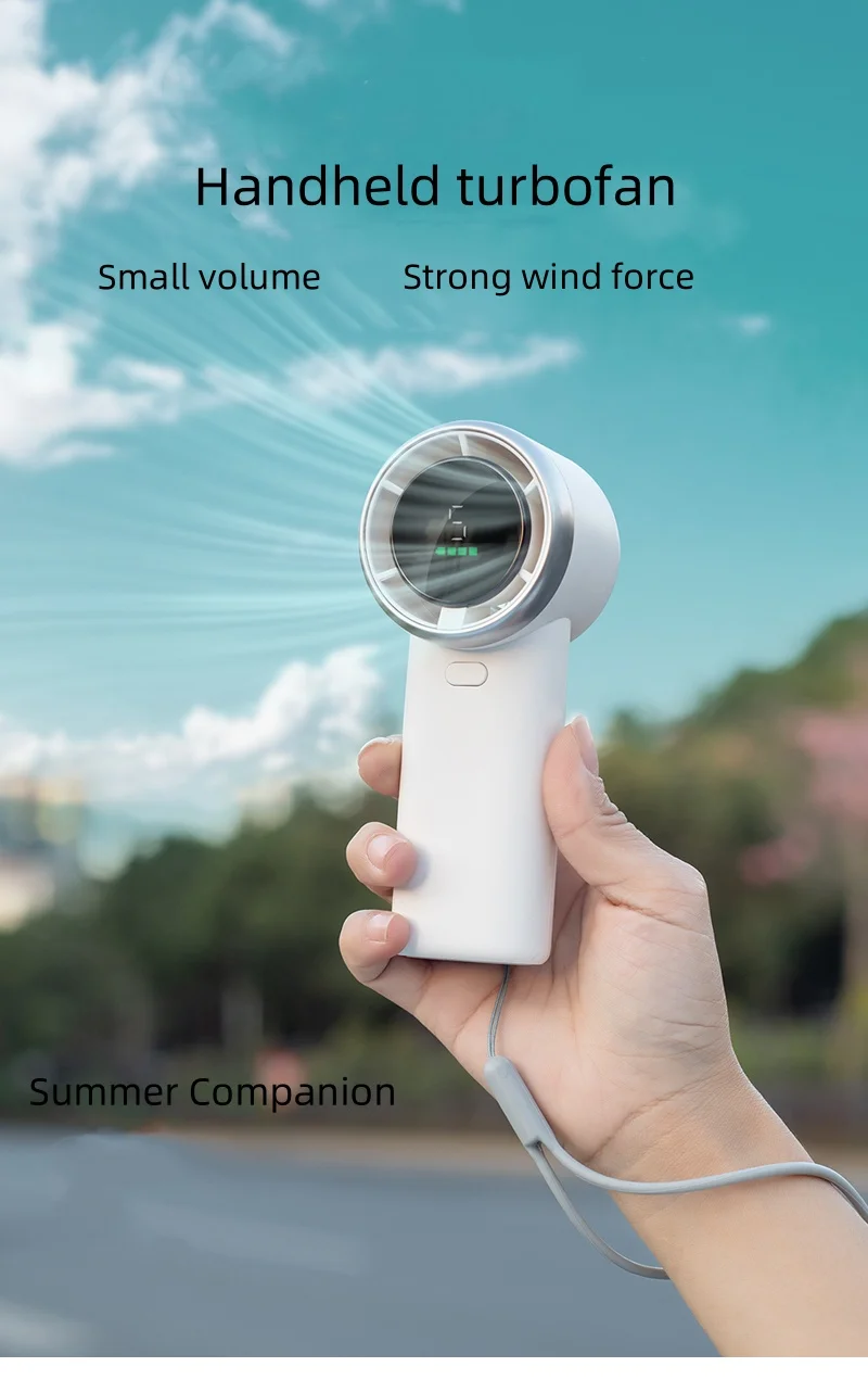 Mini Portable Handheld Fan with Digital Display Bladeless Outdoor Fan ...