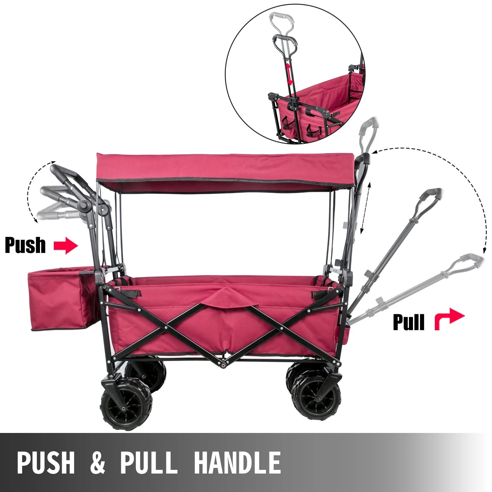 All-terrain Folding Trolly Trolley Cart Wagon With Canopy And Wide ...